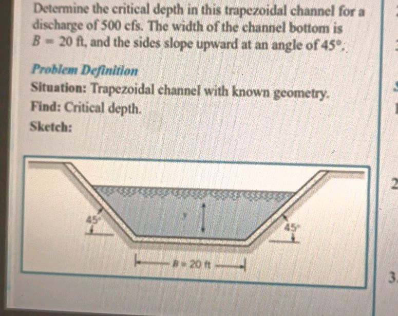 Determine the critical depth in this | StudyX
