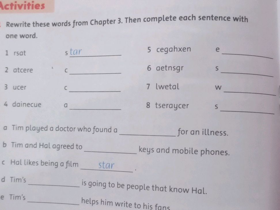 Rewrite these words from Chapter 3. Then | StudyX