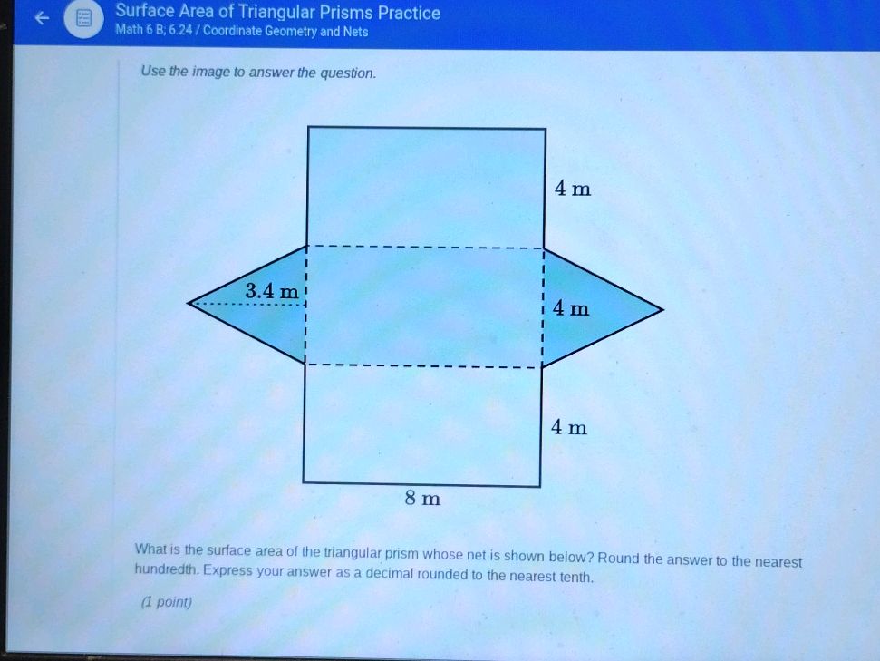 What is the surface area of the triangular | StudyX
