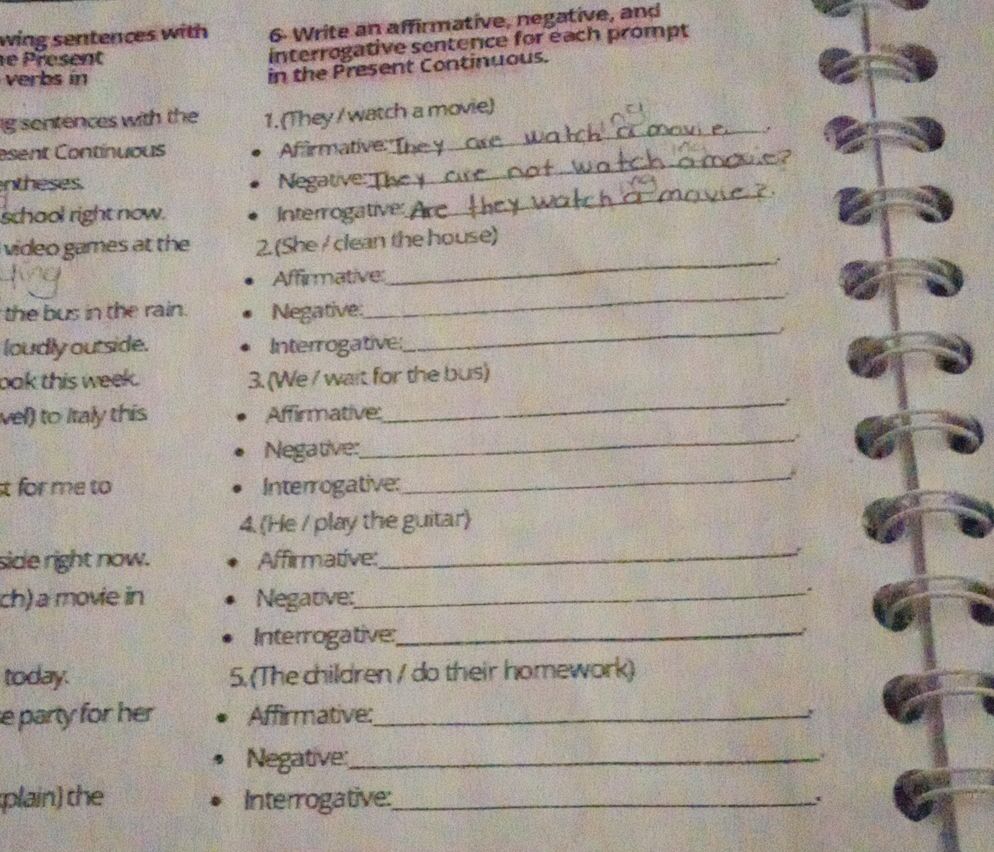 6- Write an affirmative, negative, and | StudyX