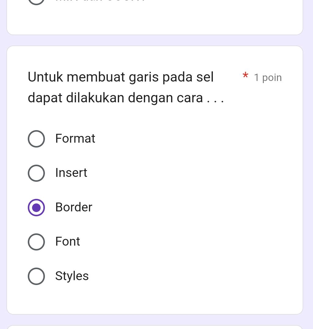 Untuk membuat garis pada sel dapat dilakukan | StudyX