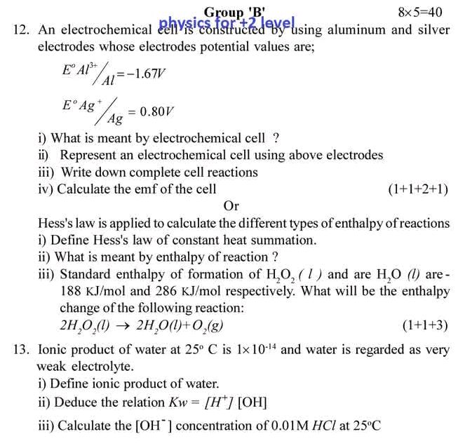 12. An electrochemical cell is constructed | StudyX