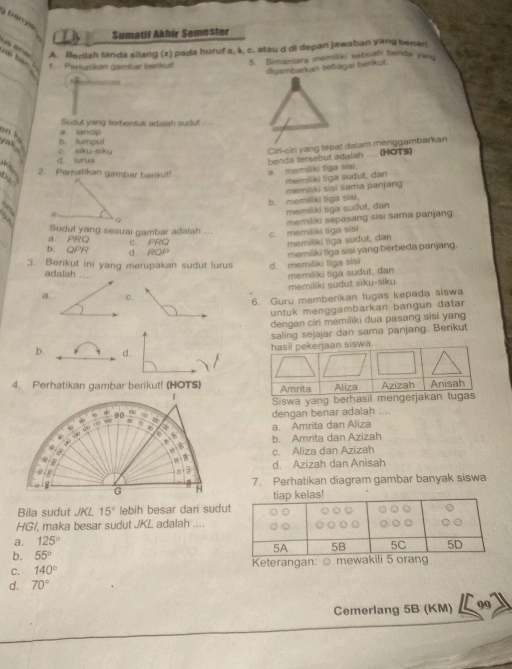 1. Perhatikan gambar berikut! Sudut yang | StudyX