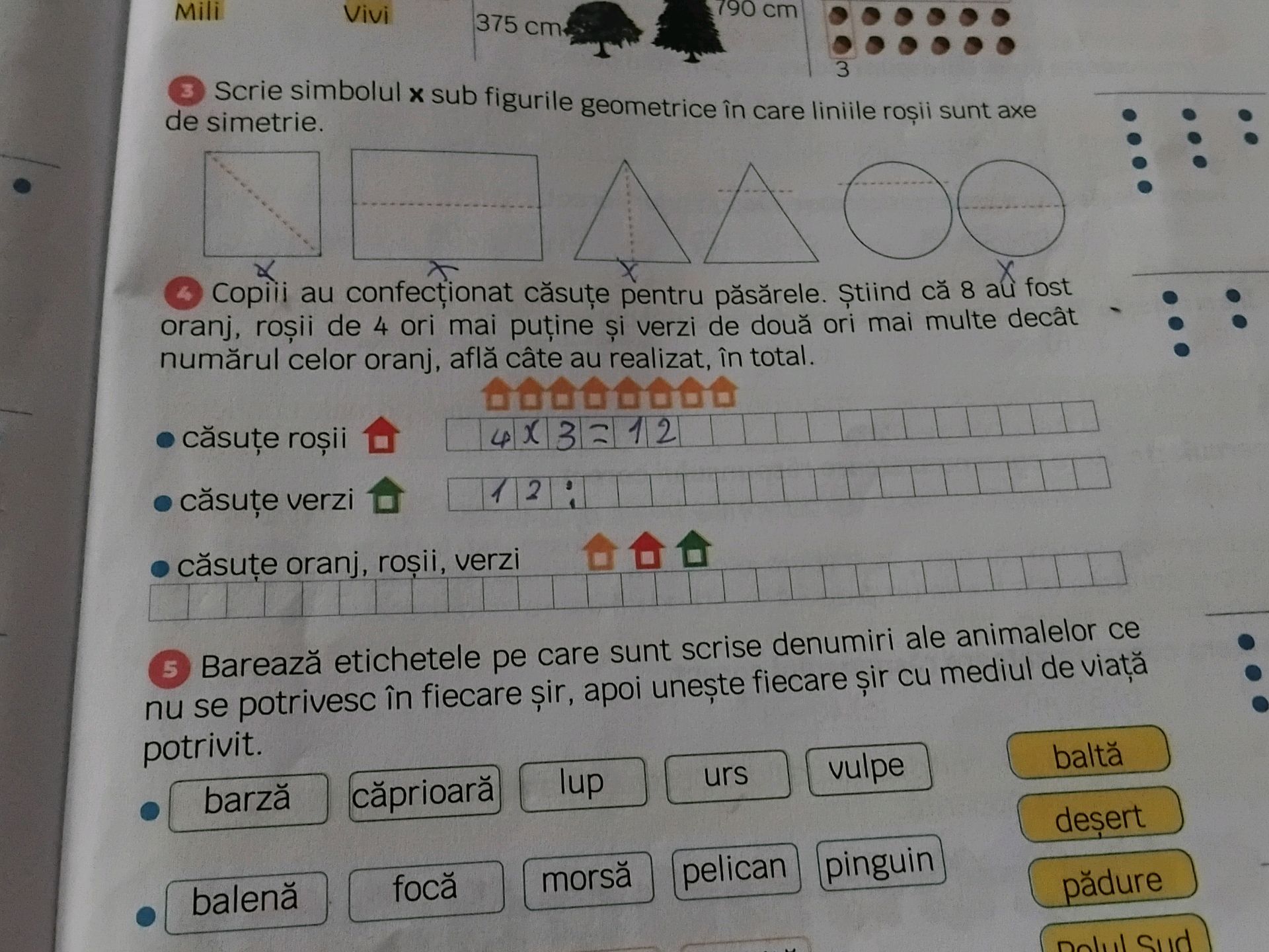 3. Scrie simbolul x sub figurile geometrice | StudyX