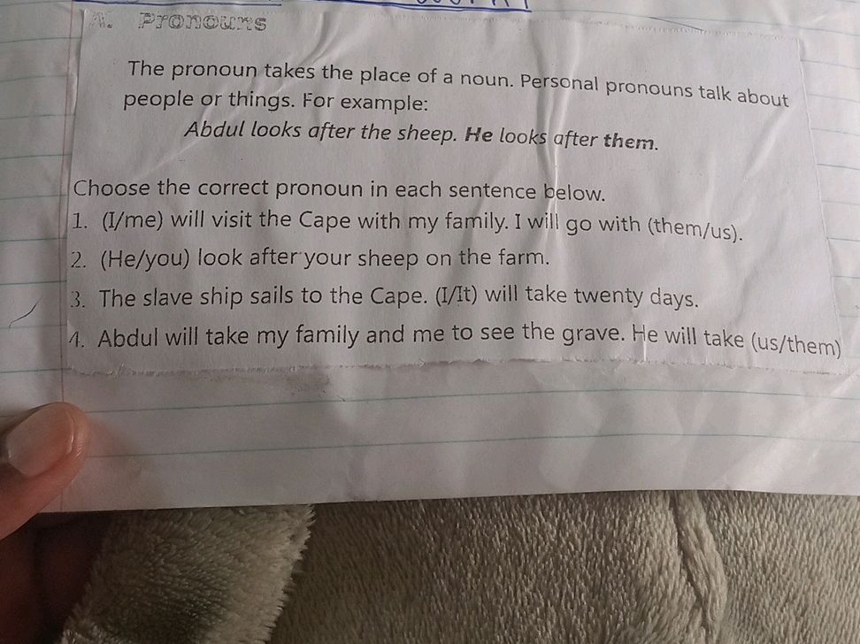 Choose the correct pronoun in each sentence | StudyX