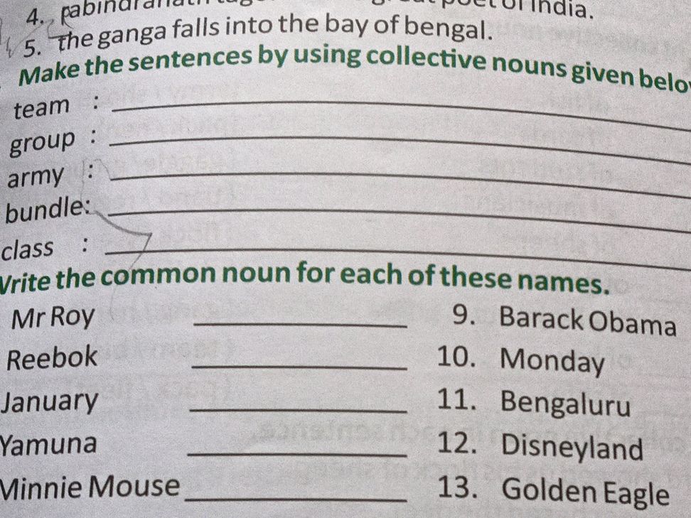 Make the sentences by using collective nouns | StudyX