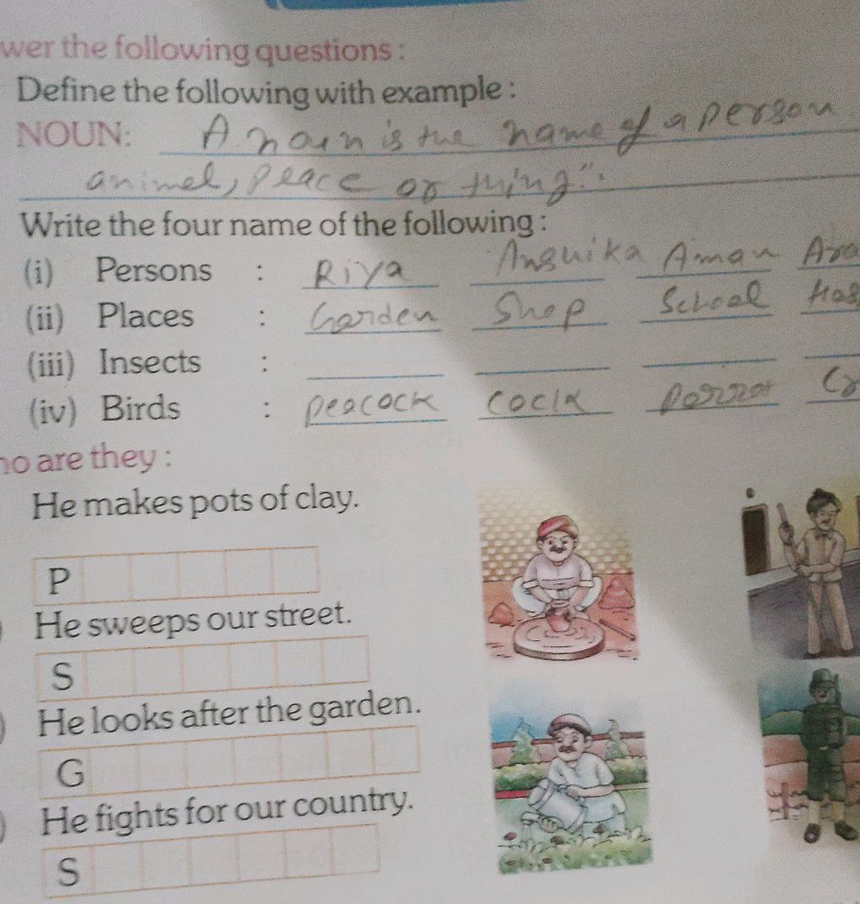 Define the following with example: NOUN: A | StudyX