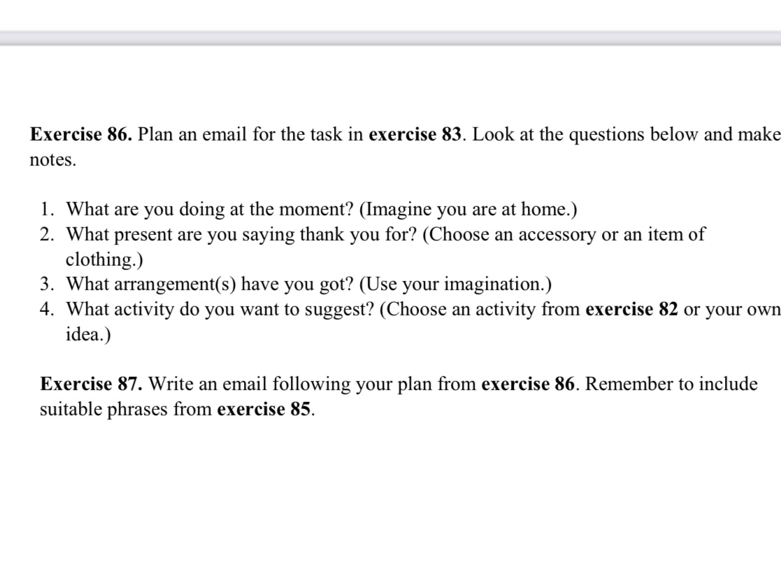 Exercise 86. Plan an email for the task in | StudyX