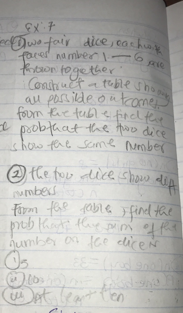 ① Two fair dice, each with faces number 1 - | StudyX