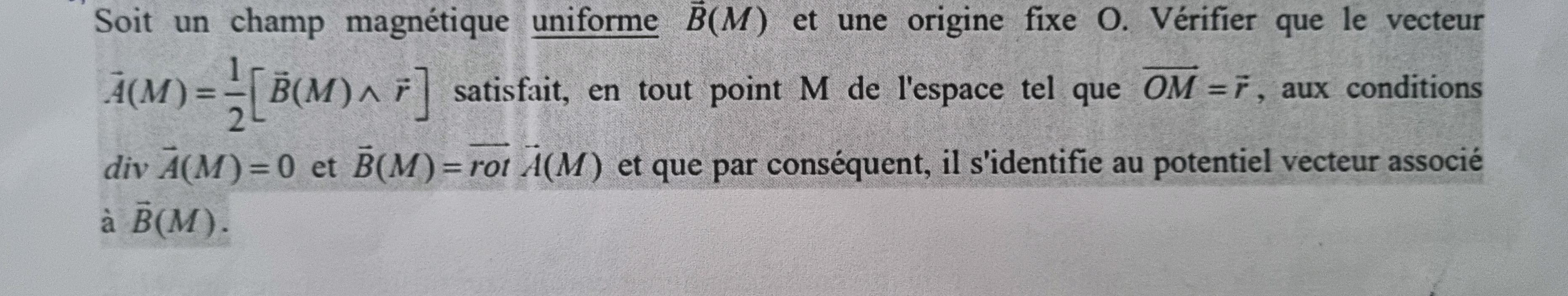 Soit un champ magnétique uniforme ${B}(M)$ | StudyX