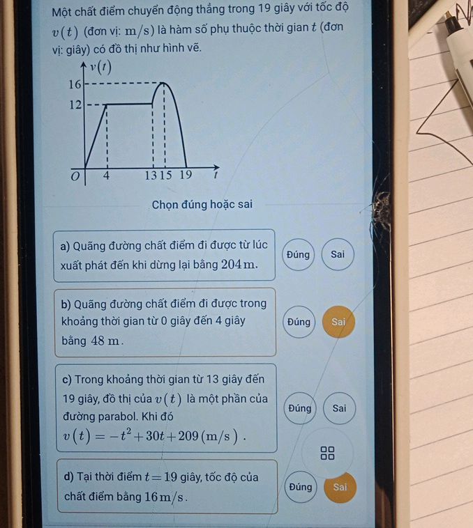 Một chất điểm chuyển động thẳng trong 19 | StudyX