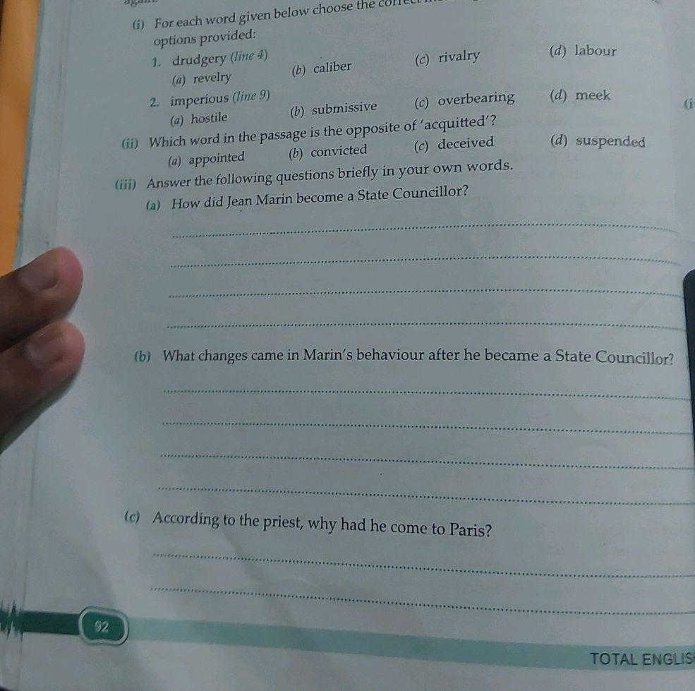 (i) For each word given below choose the | StudyX