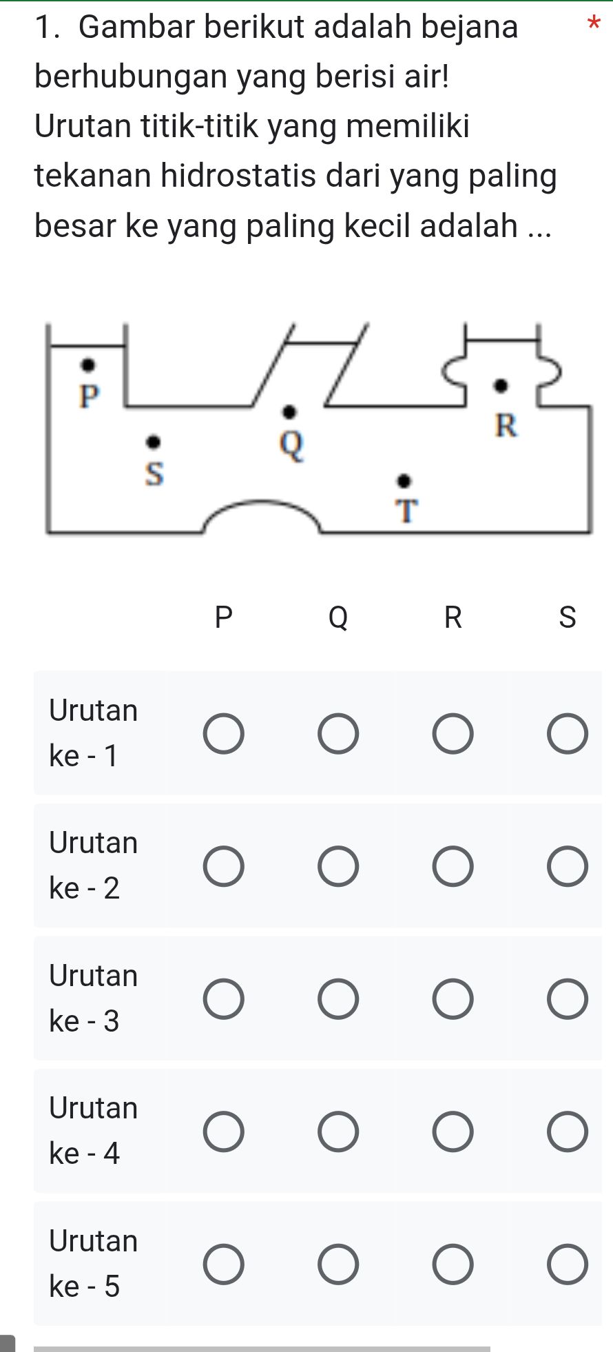 1. Gambar berikut adalah bejana berhubungan | StudyX