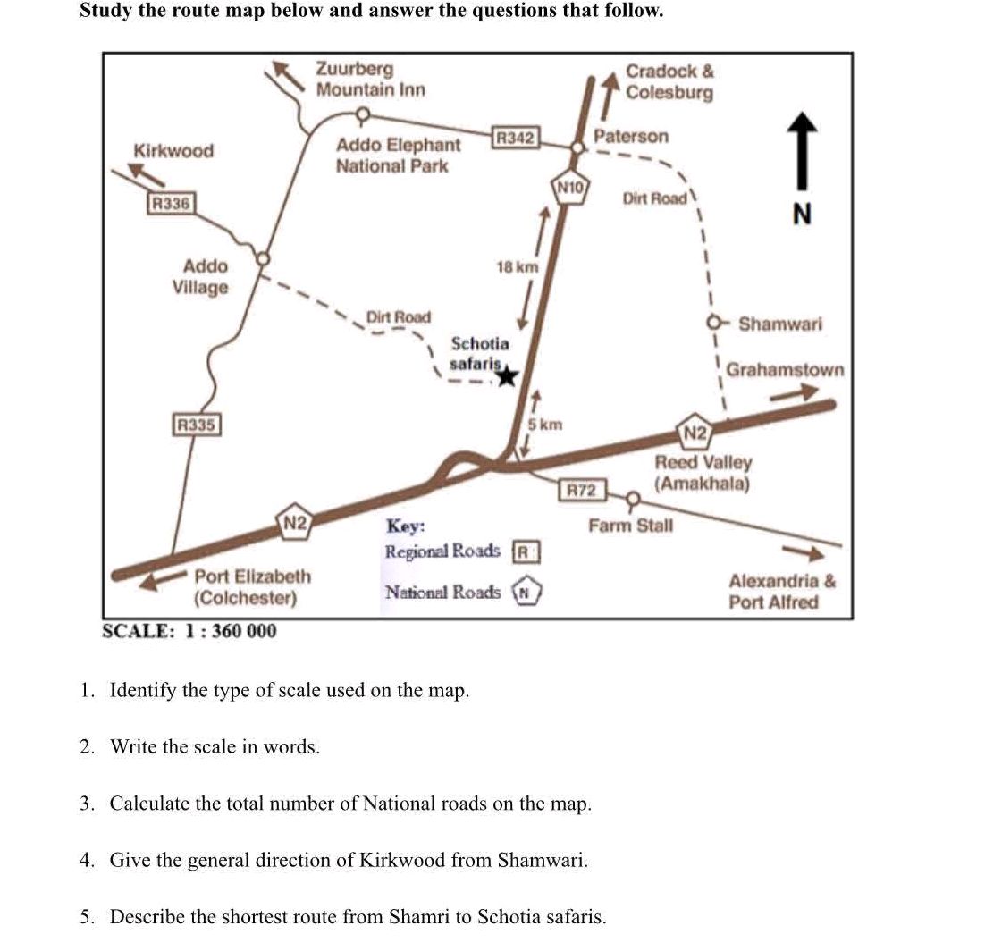 Study the route map below and answer the | StudyX