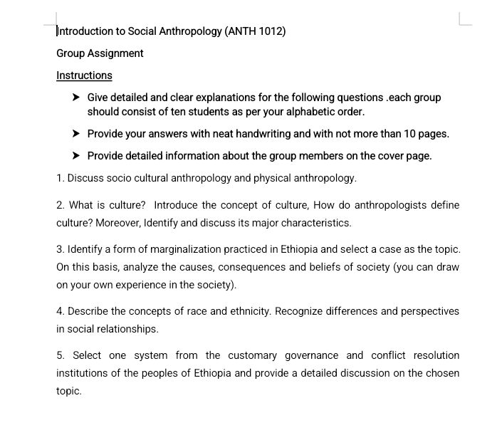 1. Discuss socio cultural anthropology and | StudyX