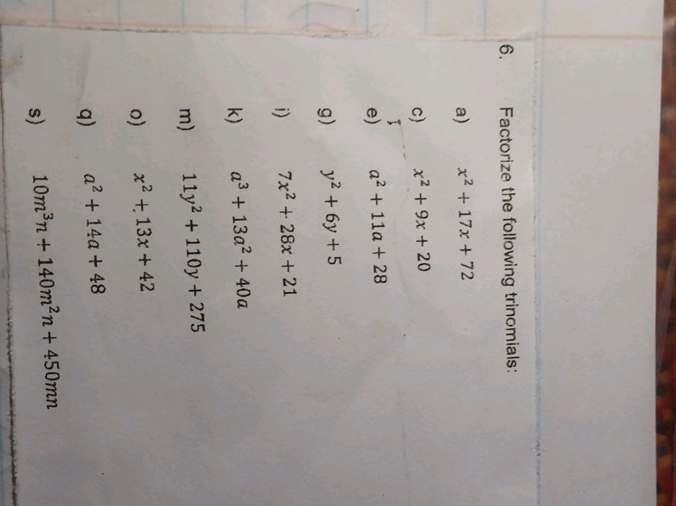 Factorize the following trinomials: a) $x^2 | StudyX