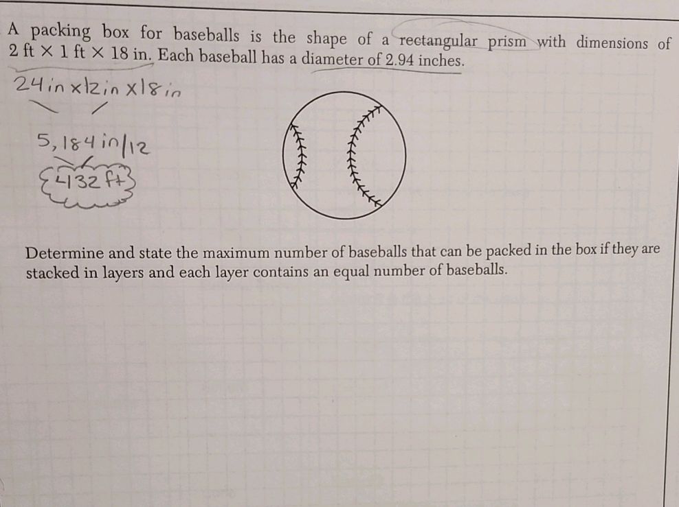 A packing box for baseballs is the shape of | StudyX