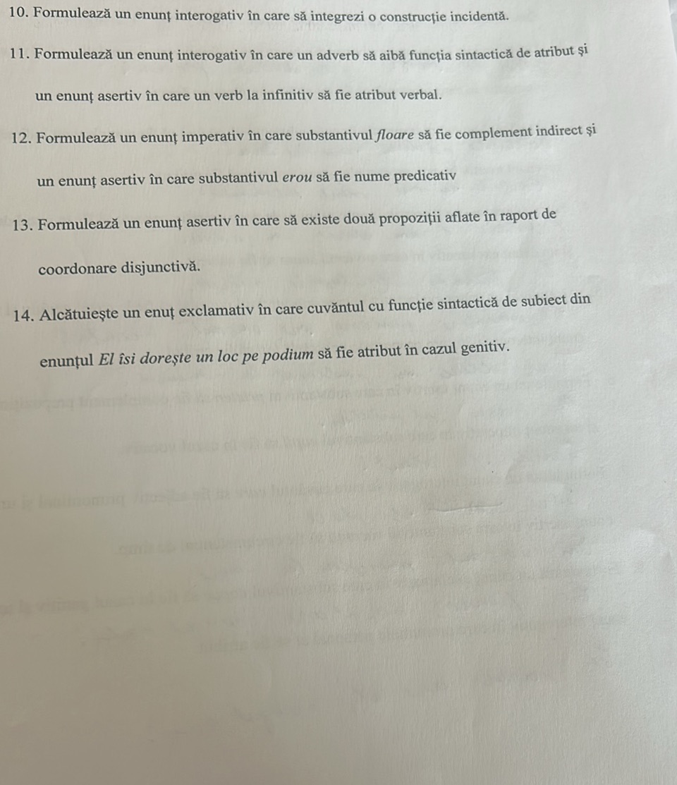 10. Formulează un enunț interogativ în care | StudyX