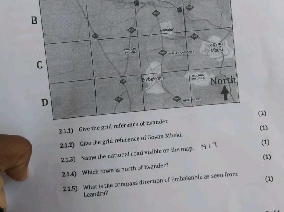 2.1.1) Give the grid reference of Evander. | StudyX