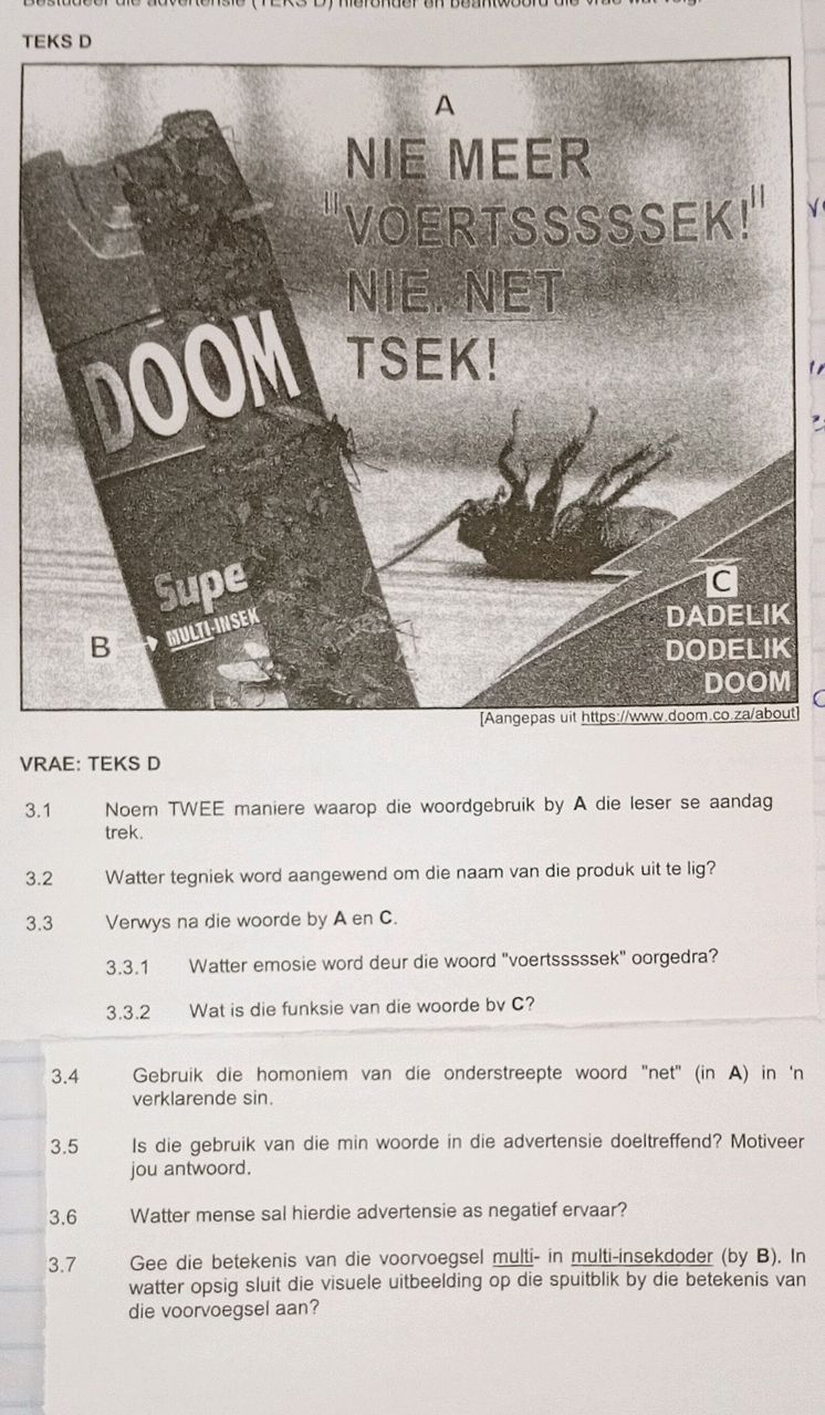VRAE: TEKS D 3.1 Noem TWEE maniere waarop