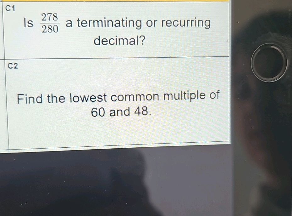 Is $ {278}{280}$ a terminating or recurring | StudyX
