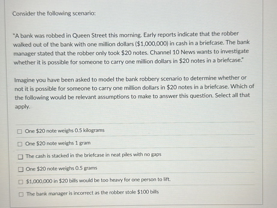 Consider the following scenario: "A bank | StudyX