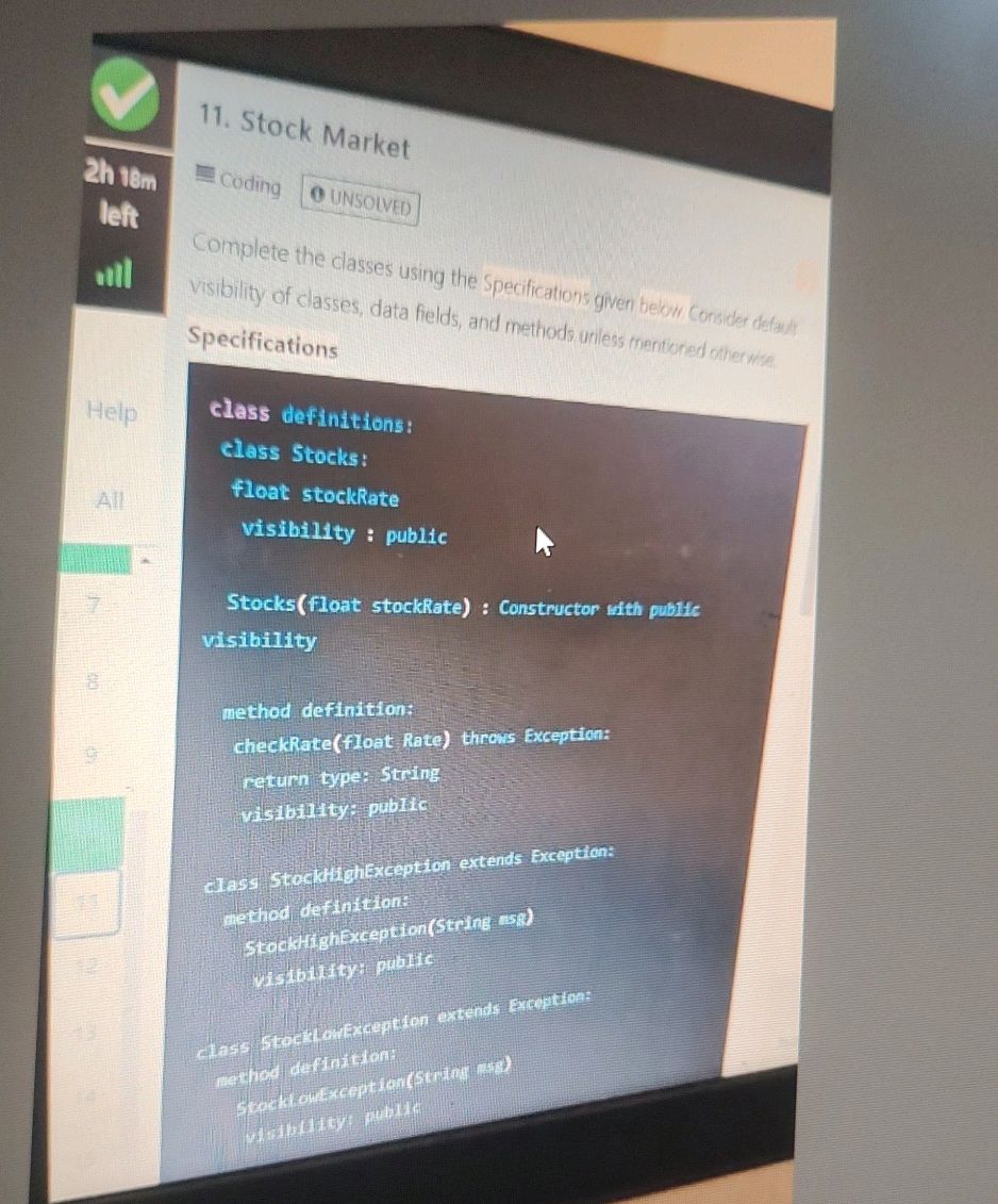 11. Stock Market Complete the classes using | StudyX