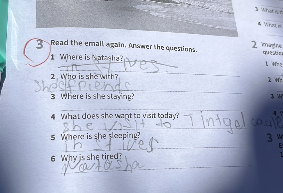 3 Read the email again. Answer the | StudyX