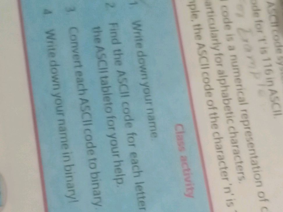 1. Write down your name. 2. Find the ASCII | StudyX