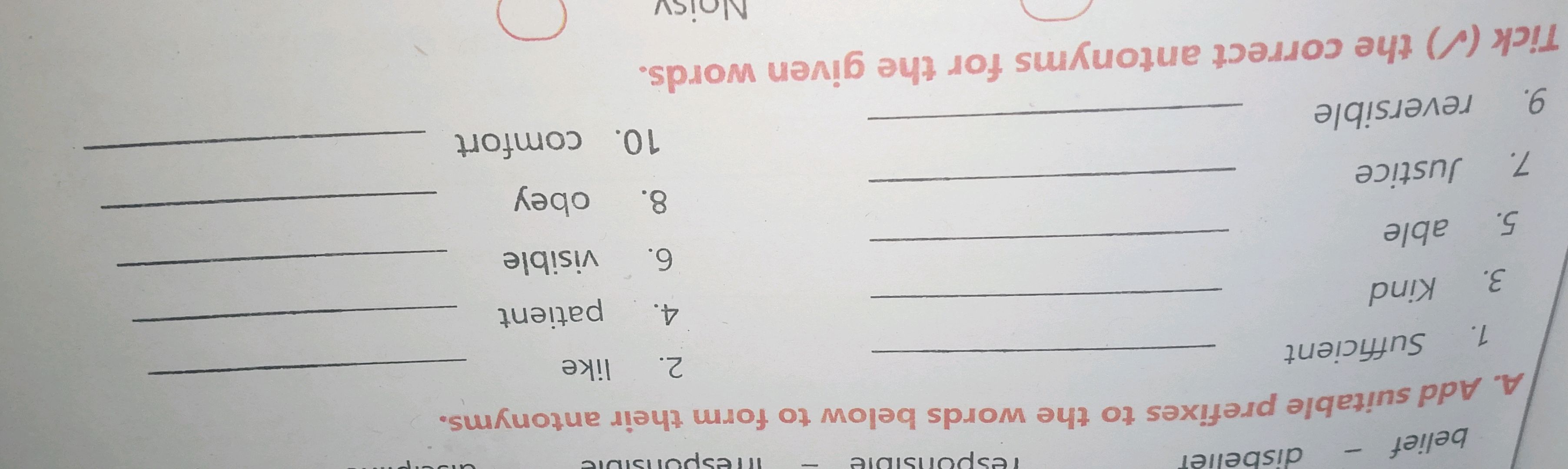 A. Add suitable prefixes to the words below | StudyX