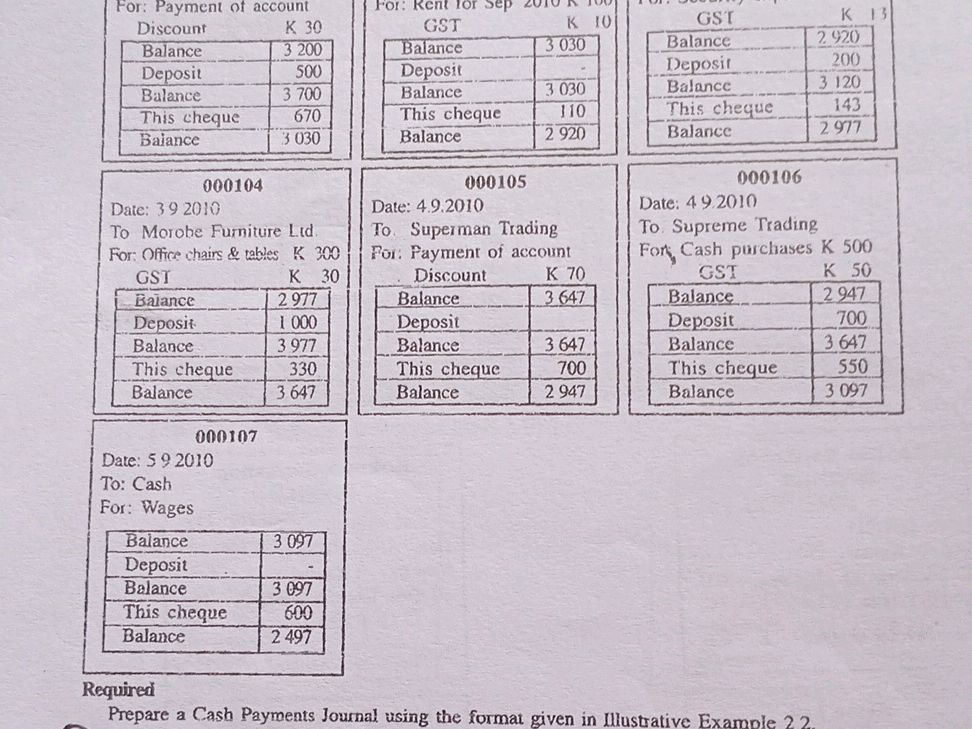Prepare a Cash Payments Journal using the | StudyX