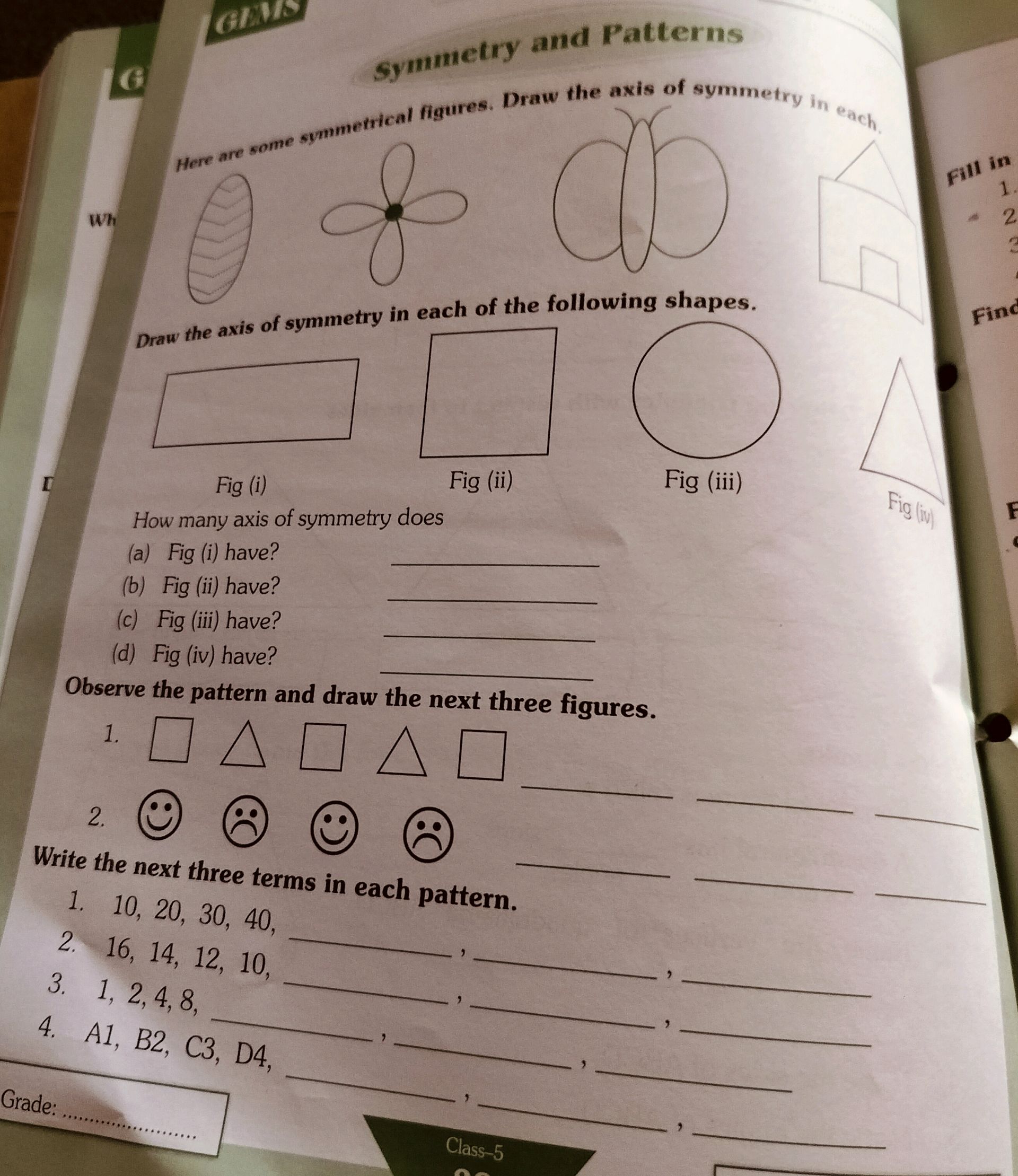 Draw the axis of symmetry in each of the | StudyX