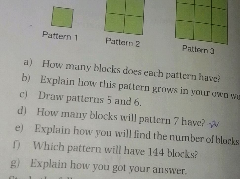 a) How many blocks does each pattern have? | StudyX