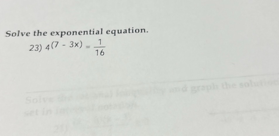 Solve the exponential equation. 23) | StudyX