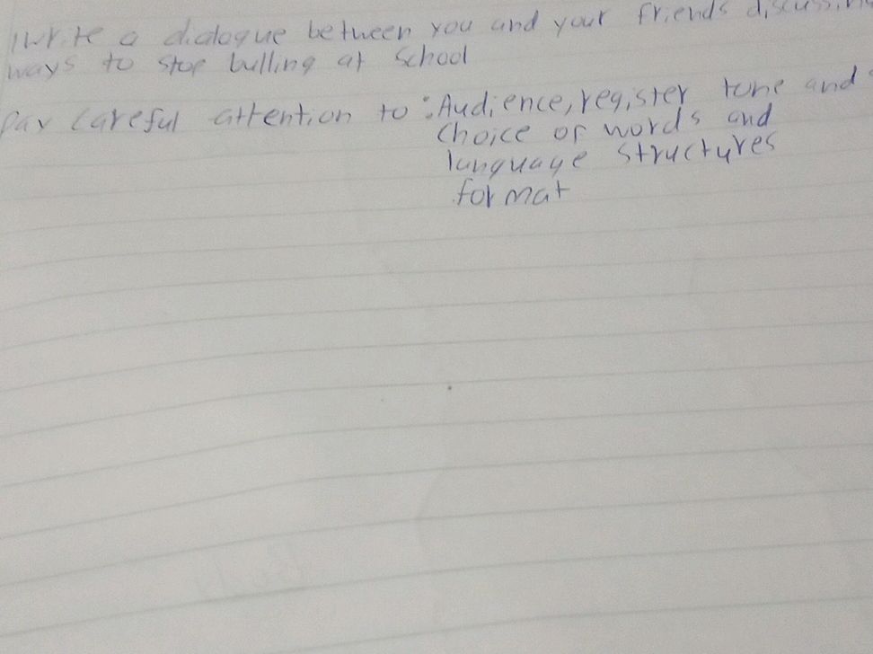 Write a dialogue between you and your | StudyX