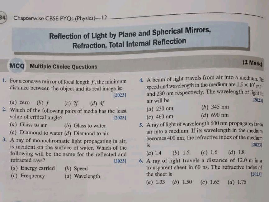 1. For a concave mirror of focal length $f$, | StudyX