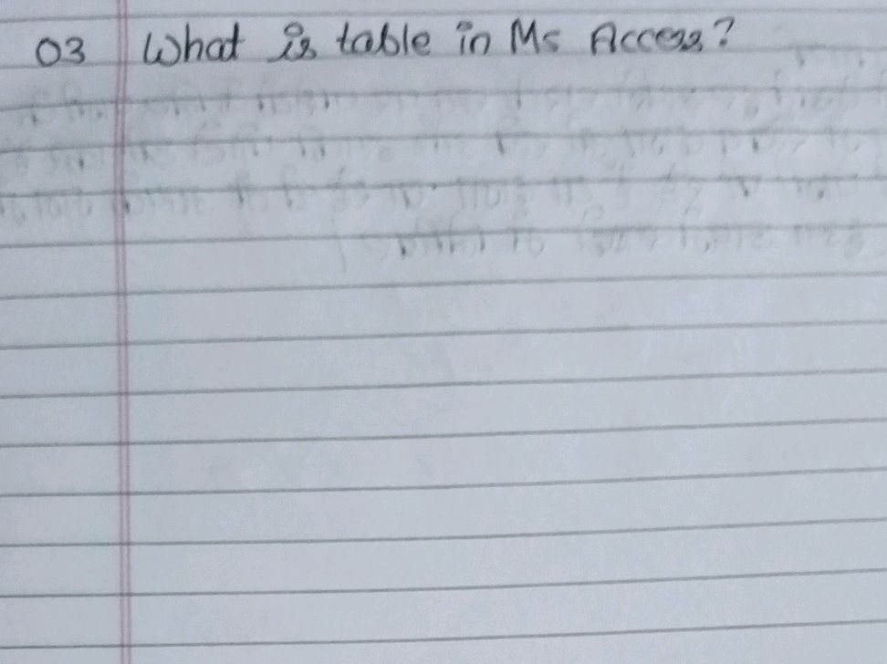 What is a table in MS Access? | StudyX