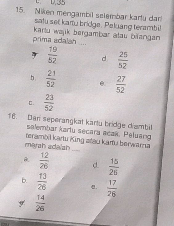 15. Niken mengambil selembar kartu dari satu | StudyX