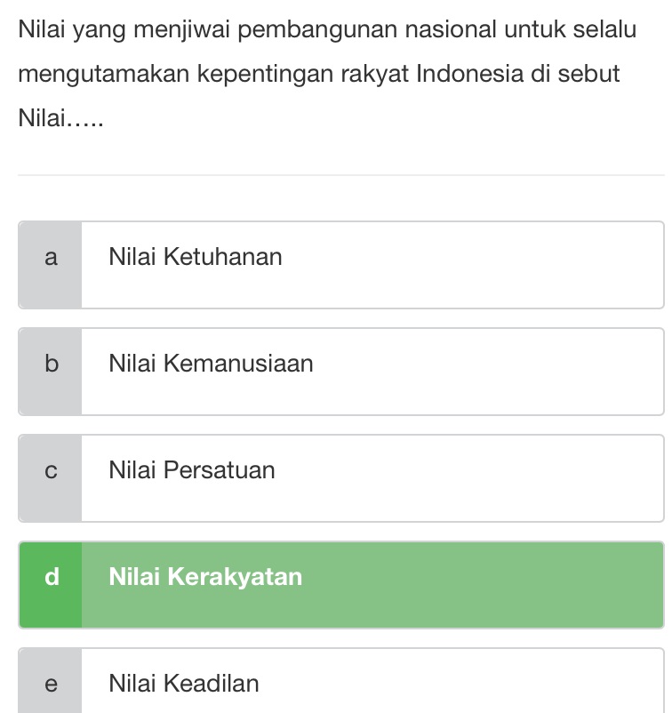 Nilai yang menjiwai pembangunan nasional | StudyX