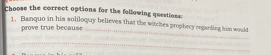 Choose the correct options for the following | StudyX