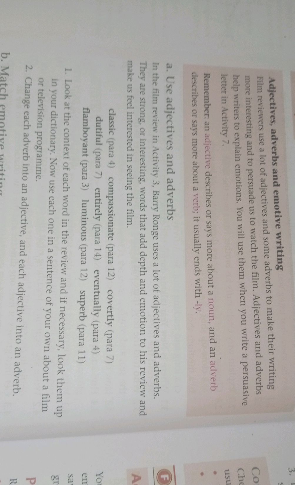 a. Use adjectives and adverbs In the film | StudyX