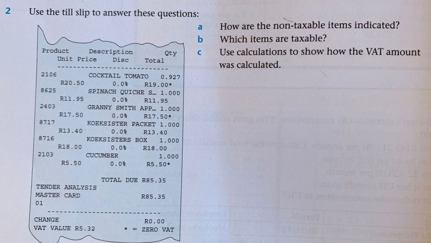 Use the till slip to answer these questions: | StudyX