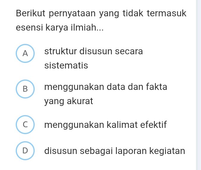 Berikut pernyataan yang tidak termasuk | StudyX