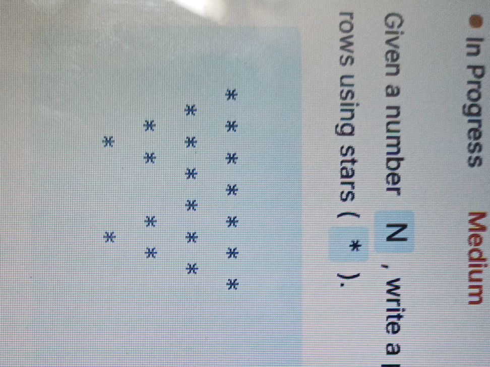 Given a number N, write a rows using stars | StudyX
