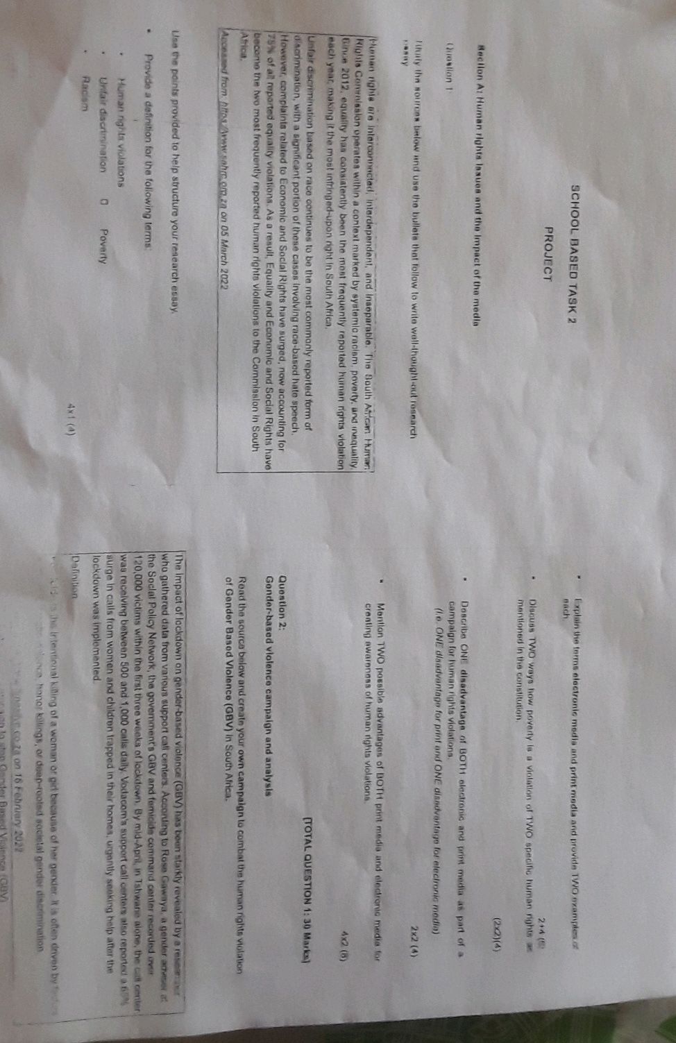 Section A: Human rights issues and the | StudyX