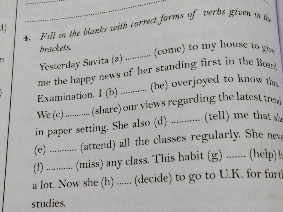 4. Fill in the blanks with correct forms of | StudyX