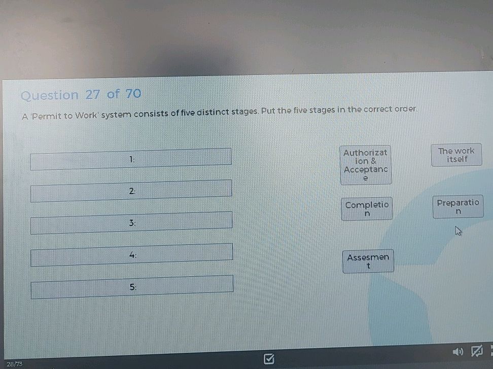 Question 27 of 70 A 'Permit to Work' system | StudyX