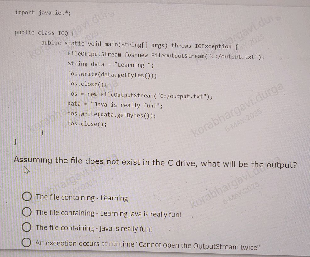 Assuming the file does not exist in the C | StudyX