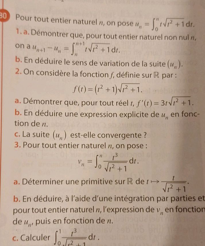 1. a. Démontrer que, pour tout entier | StudyX