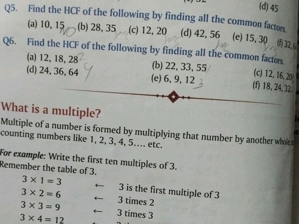 Q5. Find the HCF of the following by finding | StudyX